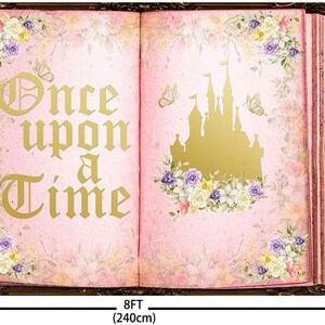 Once Upon a Time Backdrop Banner Pink Floral Gold Castle Princess ...