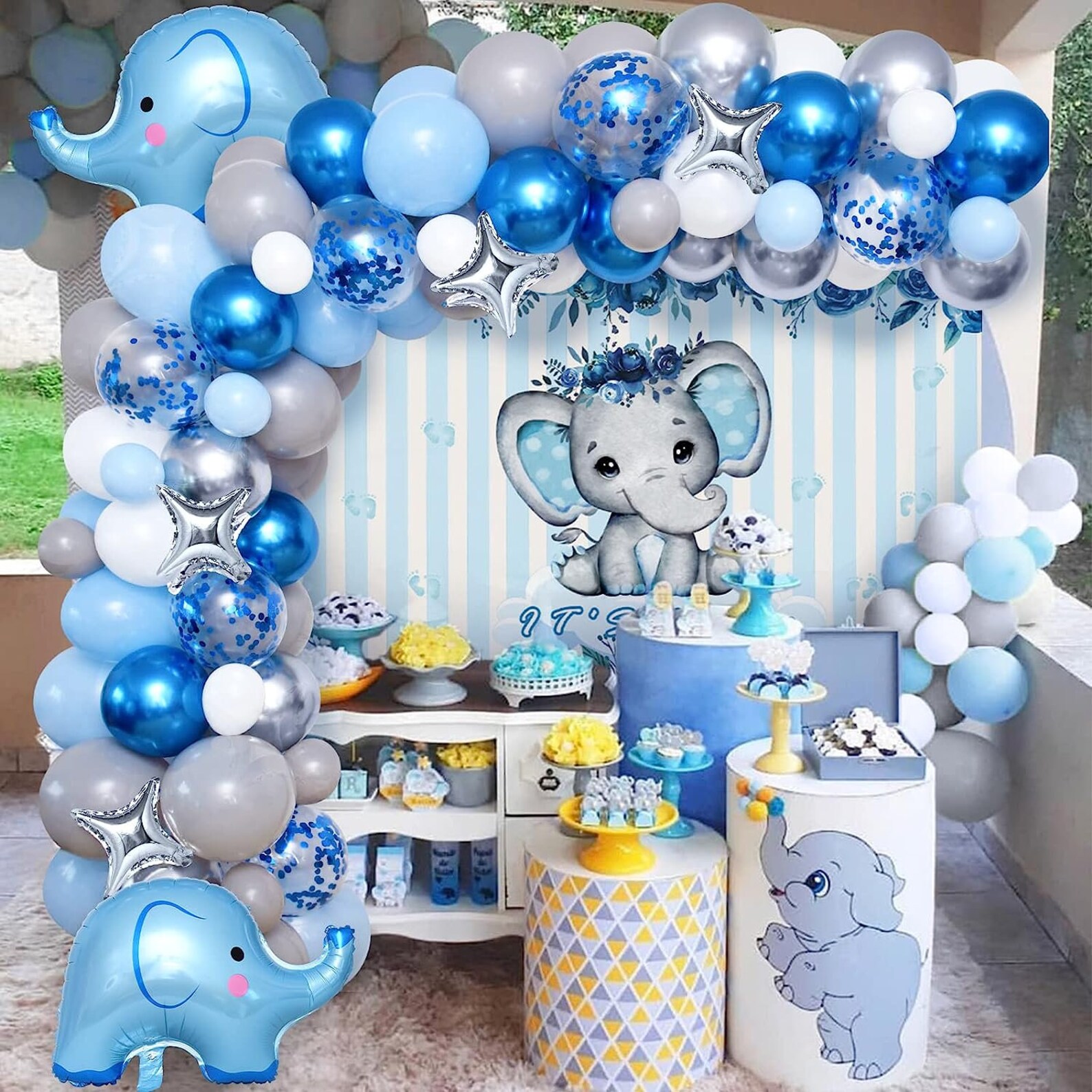 Blue Elephant Baby Shower Decorations for Boy Blue Elephant - Etsy