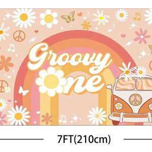 Groovy One Backdrop, Girls Boho Rainbow Bus 1st Birthday Party Photo ...