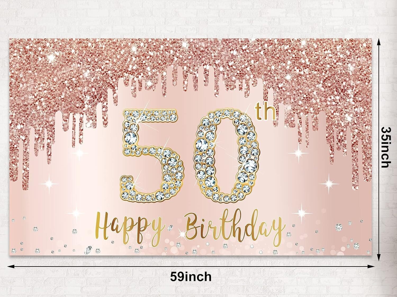 50th Birthday Backdrop and Balloon Garland Arch Decorations Rose Gold ...
