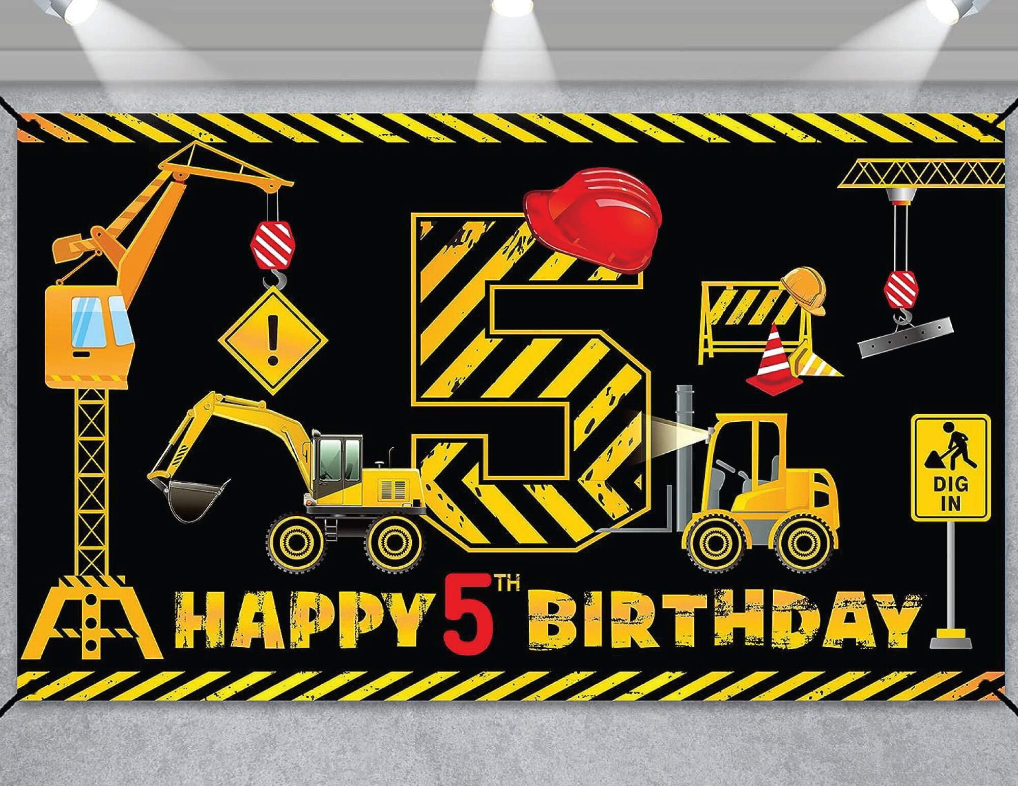 Construction 5th Birthday Backdrop Dump Truck Digger Zone - Etsy