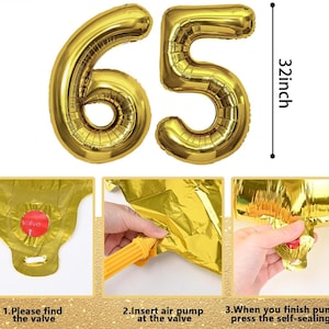 65th Birthday Balloon Garland Arch, Black and Gold 65th Birthday ...