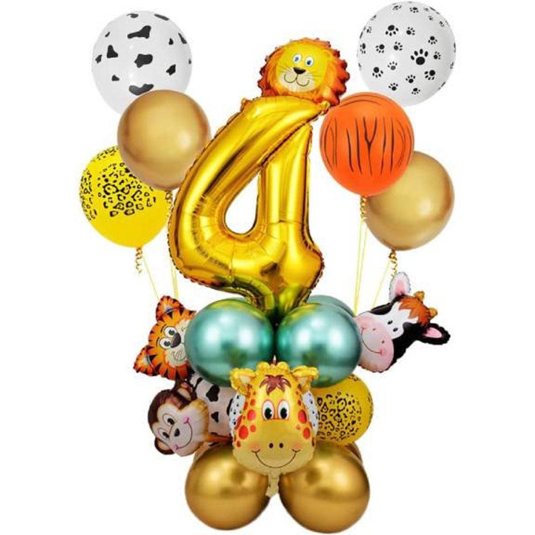 Safari Animals 4th Birthday Balloons, Jungle Safari Animals Balloons ...