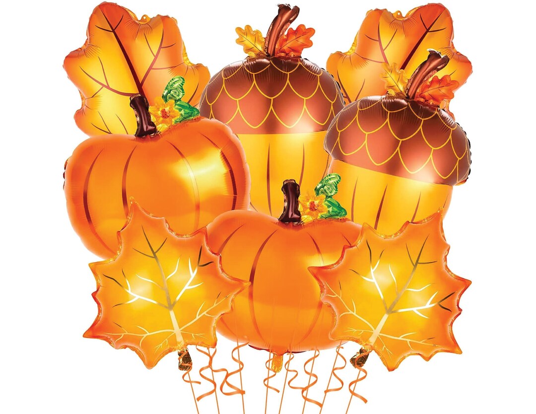 Fall Balloons 16pcs, Big Orange Pumpkin Balloons Maple Leaves Balloons ...