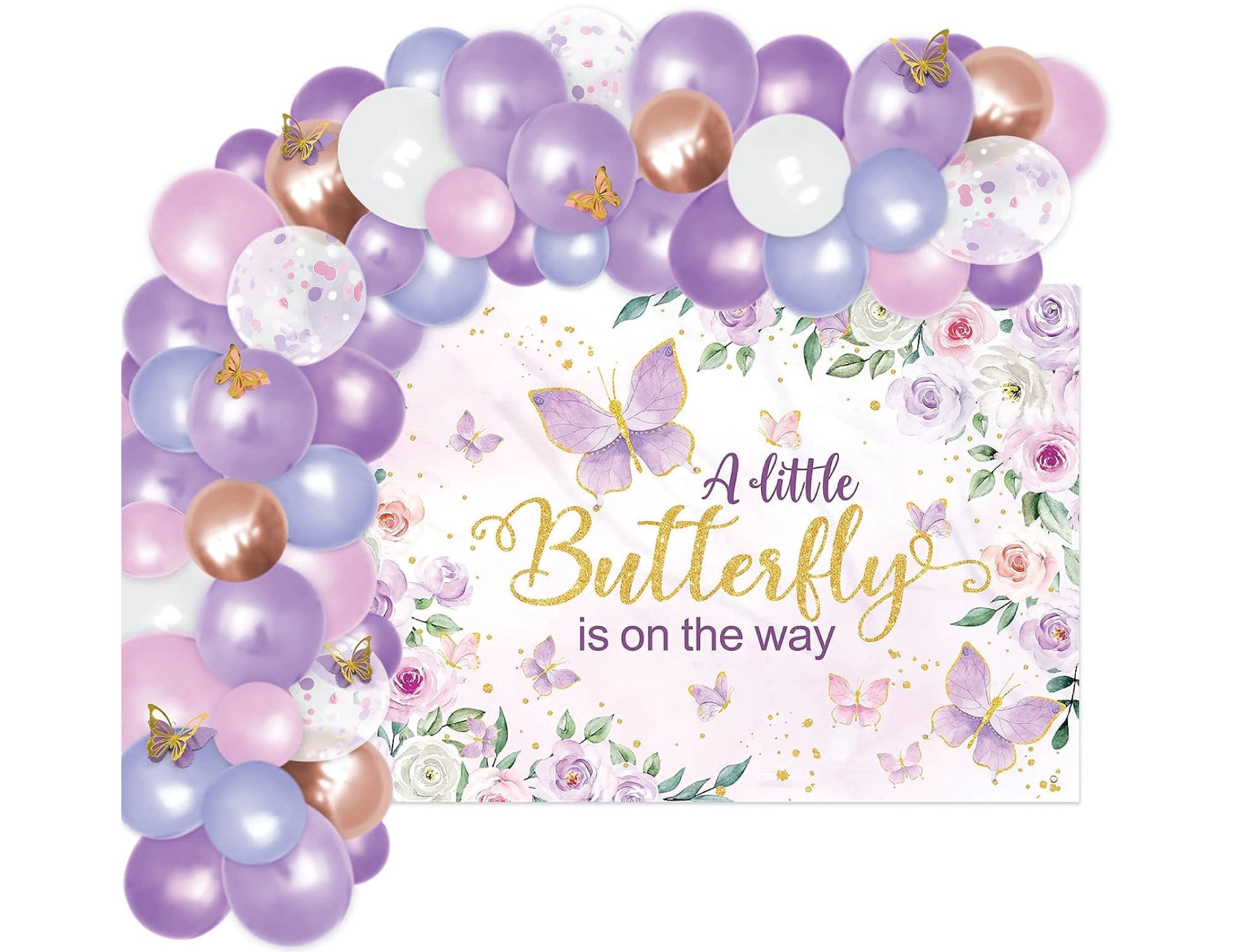 Butterfly Baby Shower Backdrop and Balloon Garland Arch, A Little ...
