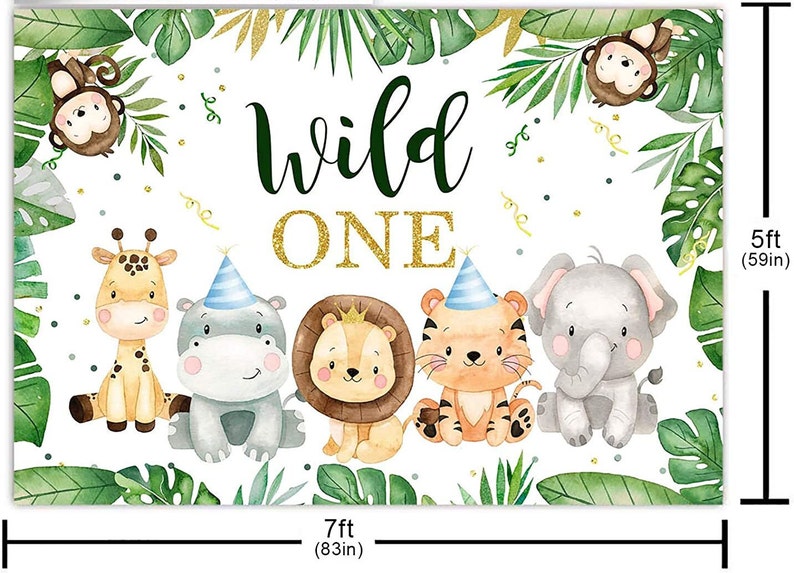 Safari Wild One Backdrop Jungle Safari Animals 1st Birthday Vinyl Photo ...