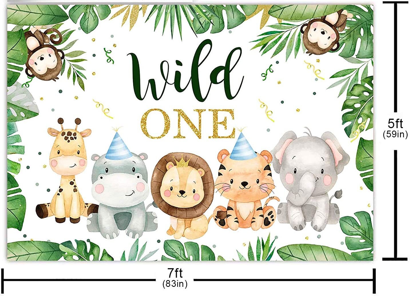 Safari Wild One Backdrop Jungle Safari Animals 1st Birthday Vinyl Photo ...