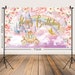 Princess Birthday Backdrop, Pink and Gold Royal Castle Carriage Crown ...