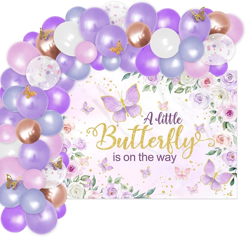Butterfly Baby Shower Backdrop and Balloon Garland Arch A - Etsy