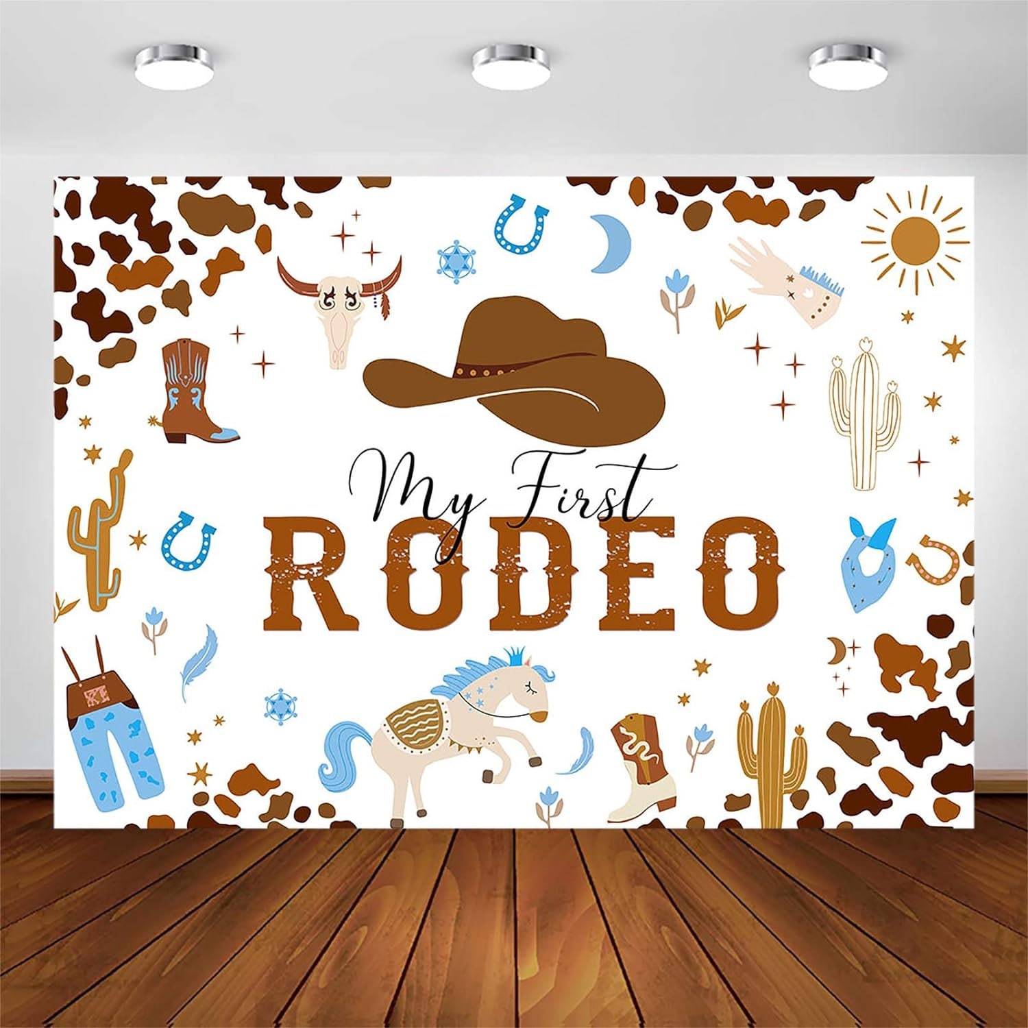 My First Rodeo Birthday Backdrop Boys Western Cowboy 1st Birthday Vinyl ...