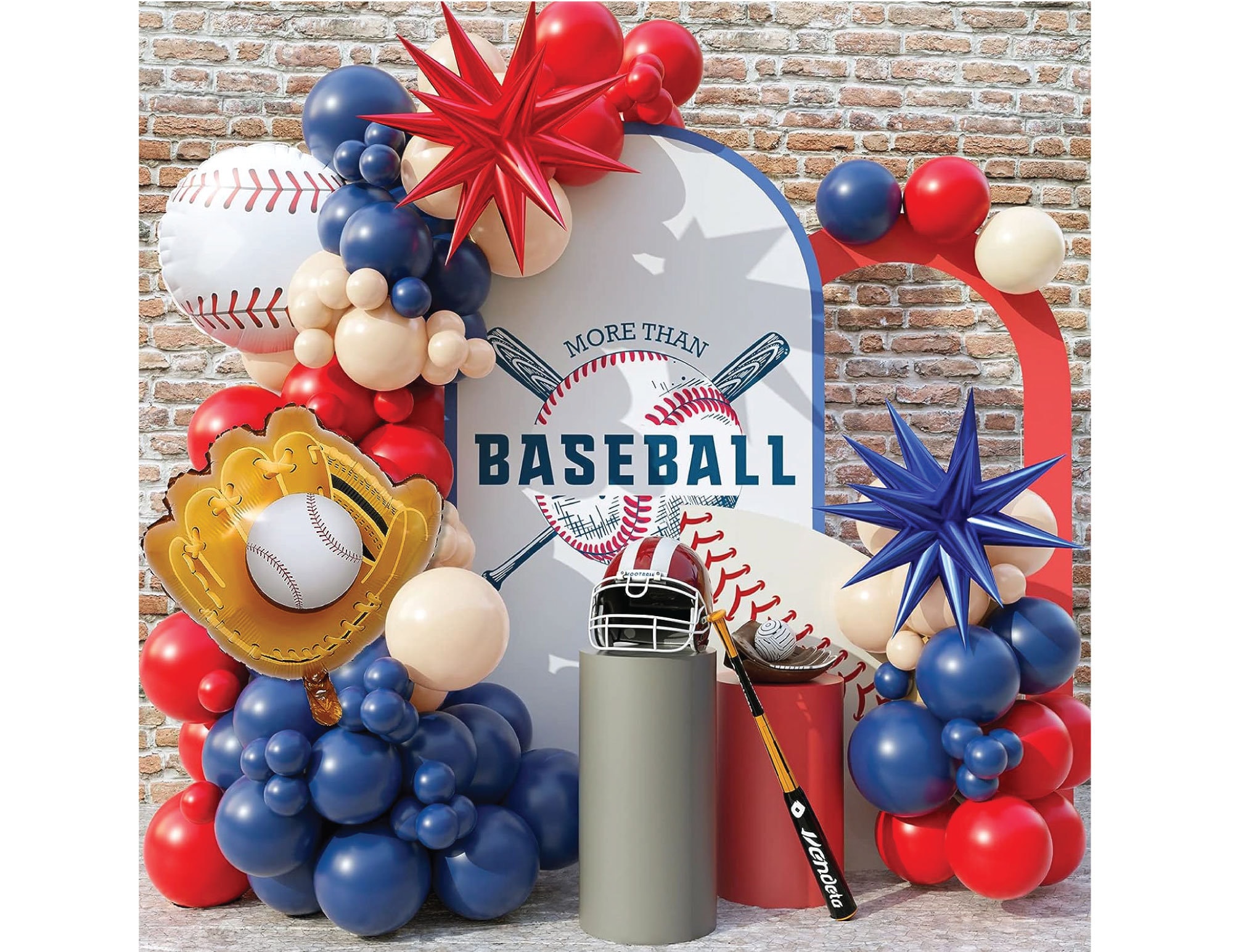 Baseball Balloon Garland Arch Kit, Red and Navy Blue Garland With ...