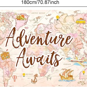 Adventure Awaits Banner Backdrop, Adventure Map Backdrop for Graduation ...