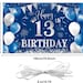 13th Birthday Banner Backdrop Decorations for Girl Boy Blue Silver ...