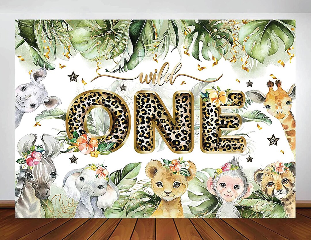 Wild One Backdrop Jungle Safari Animals 1st Birthday Vinyl Photo ...