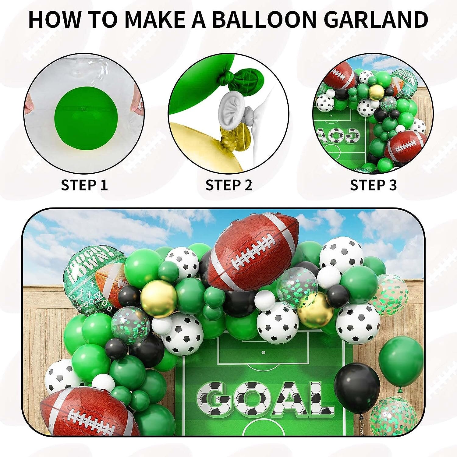 Football Balloon Garland Arch Kit, Green Black Gold Garland With ...