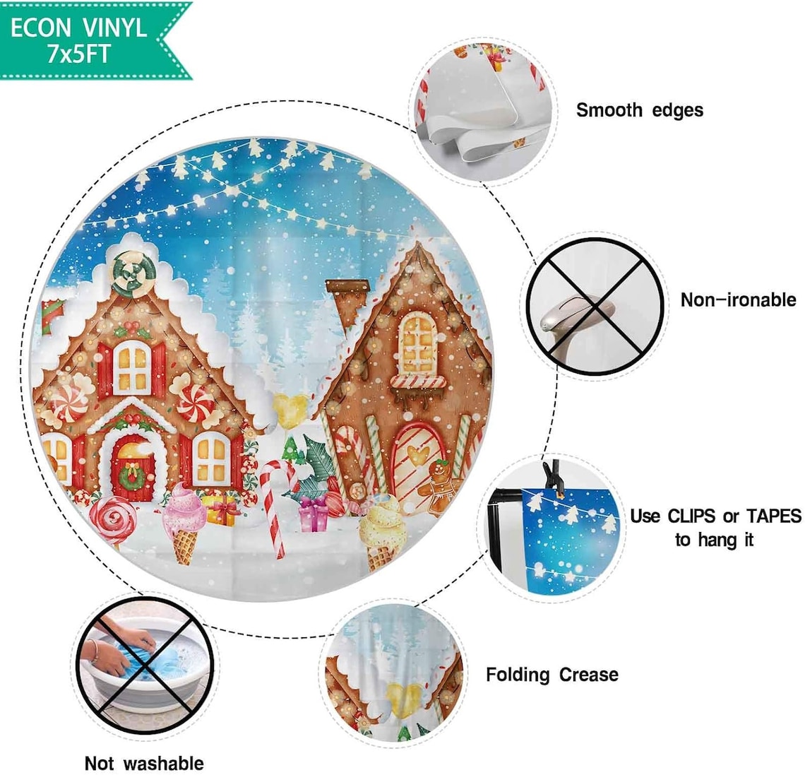 Christmas Gingerbread House Backdrop Cookie Exchange Candyland Winter ...