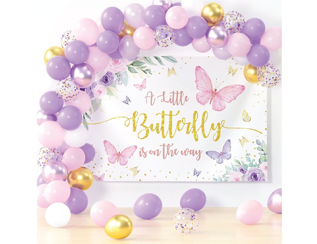 Butterfly Baby Shower Backdrop and Balloon Garland Arch A - Etsy