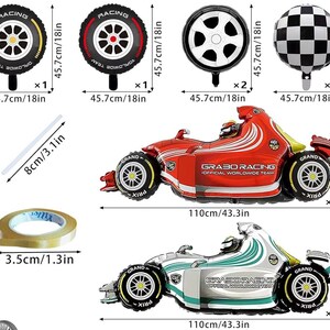 Race Car Balloons 8pcs Motor Speedy Race Car Helmet Balloon Checkered ...
