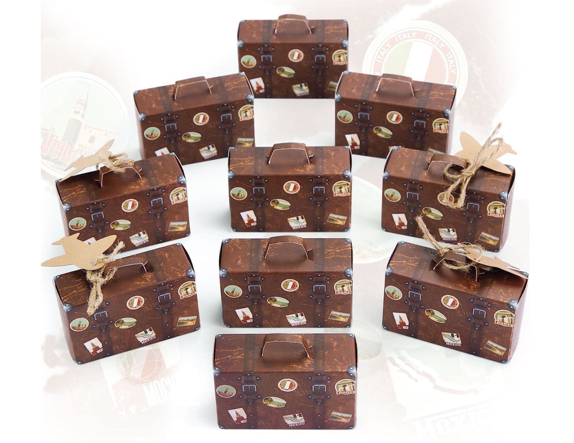 Mini Suitcase Favor Box 50pcs, Travel Themed Treat Boxes, New Adventure ...