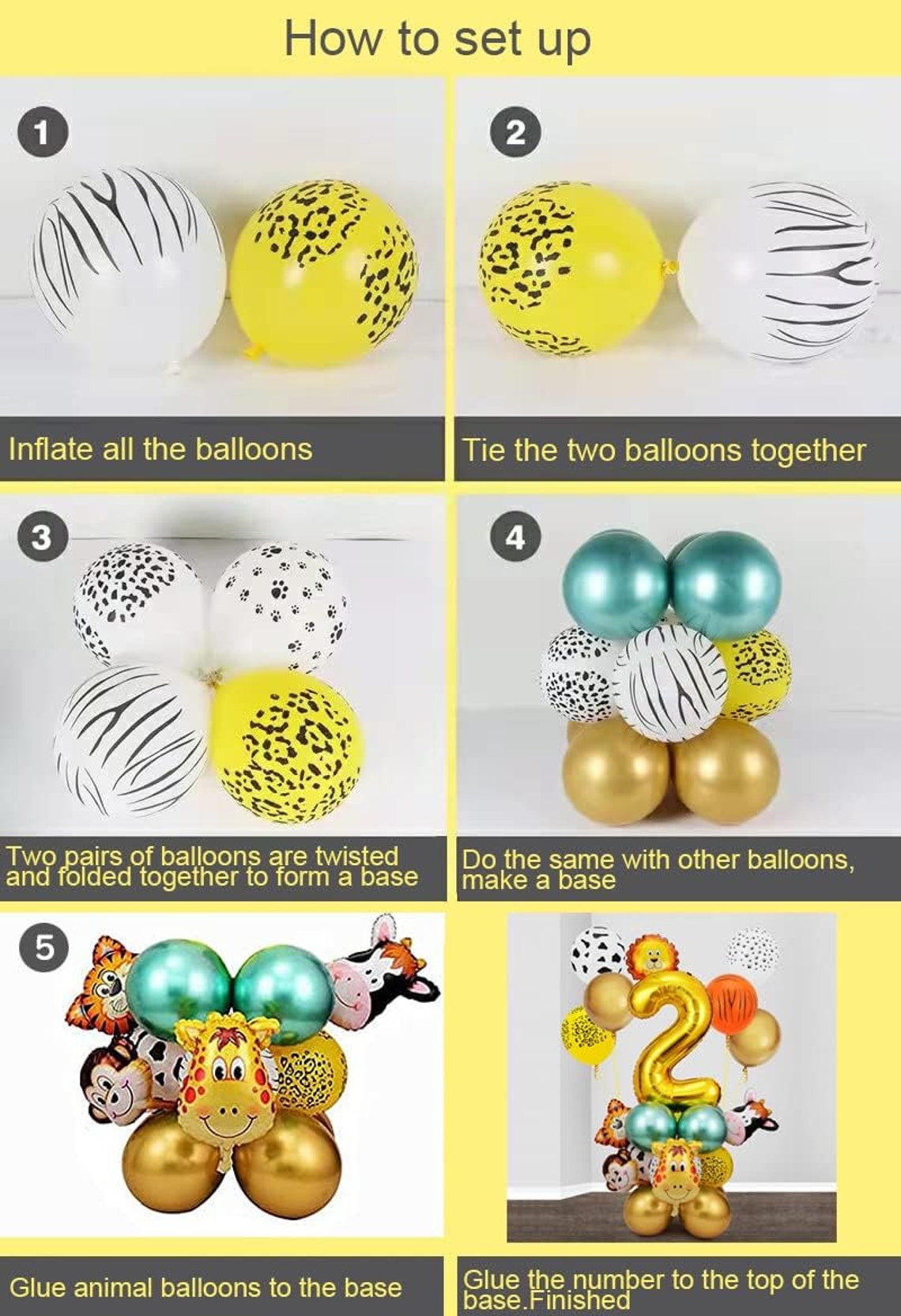 Safari Animals 2nd Birthday Balloons, Jungle Safari Animals Balloons ...