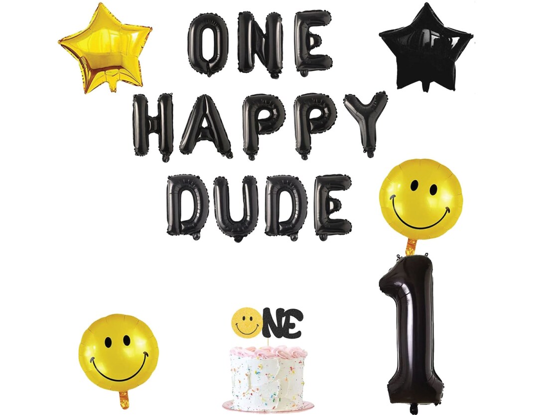 One Happy Dude 1st Birthday Decoration One Happy Dude Banner Balloons ...