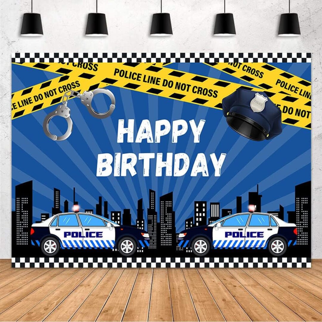Police Birthday Backdrop 7x5ft, Officer Policeman SWAT Cop Car Vehicle ...