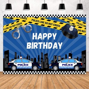 Police Birthday Backdrop 7x5ft, Officer Policeman SWAT Cop Car Vehicle ...