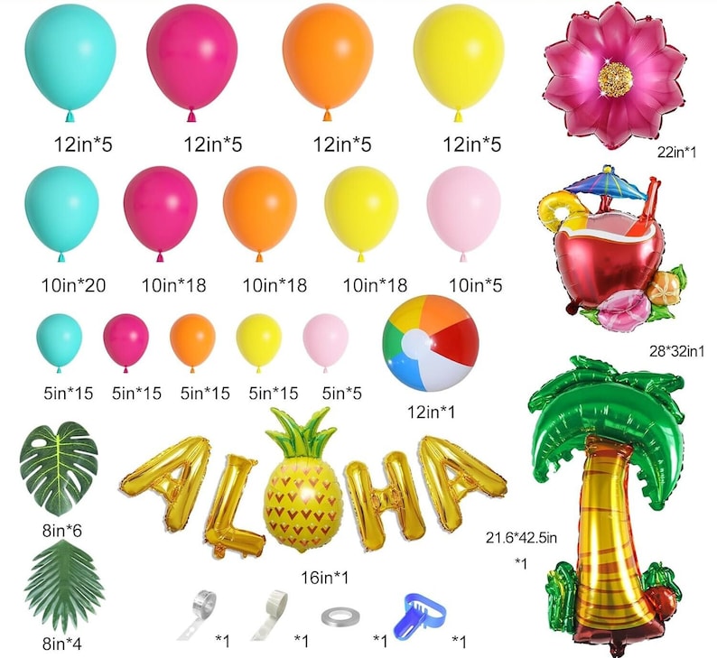 Aloha Balloon Garland Arch Kit, Luau Tropical Themed Balloons, Aloha ...
