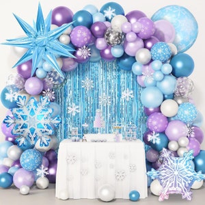 Snowflake Balloon Garland Arch Kit, Winter Onederland Blue Purple ...