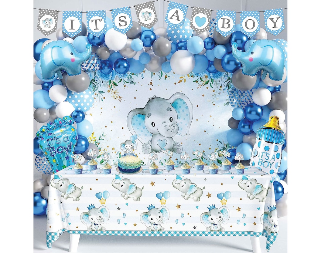 Blue Elephant Baby Shower Decorations for Boy Blue Elephant - Etsy