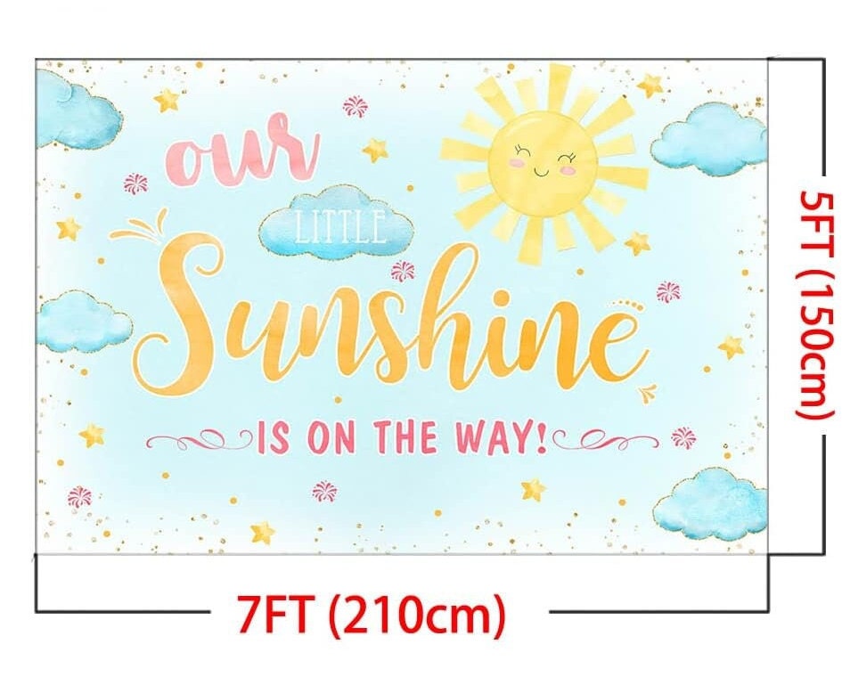 Sunshine Shower Banner Backdrop, Our Little Sunshine is on the Way Baby ...