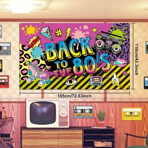 Back to the 80s Balloon Garland Kit and Backdrop, Disco Ball Radio Boom ...