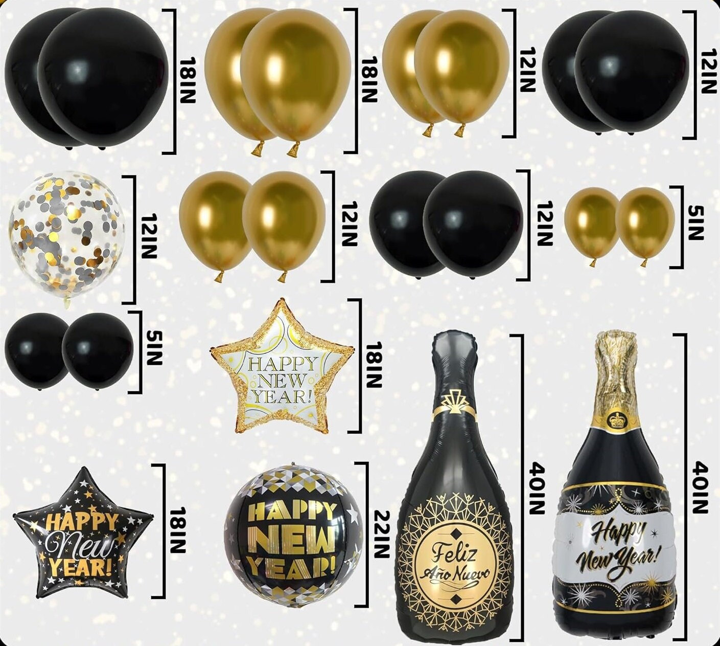 New Year Balloon Garland Arch Kit Black and Gold Happy New - Etsy
