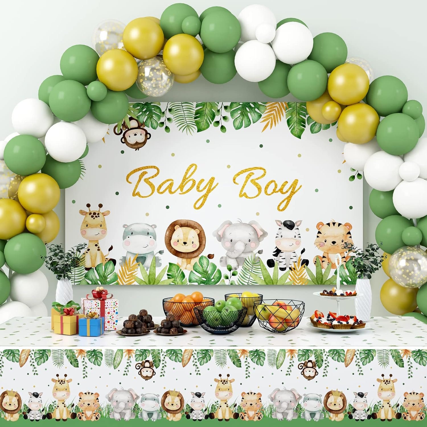 Safari Animals Baby Shower Backdrop and Balloon Garland Boy - Etsy