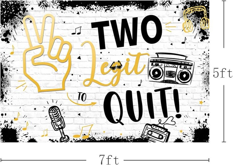 Two Legit to Quit Birthday Backdrop Boy's Two Legit to - Etsy