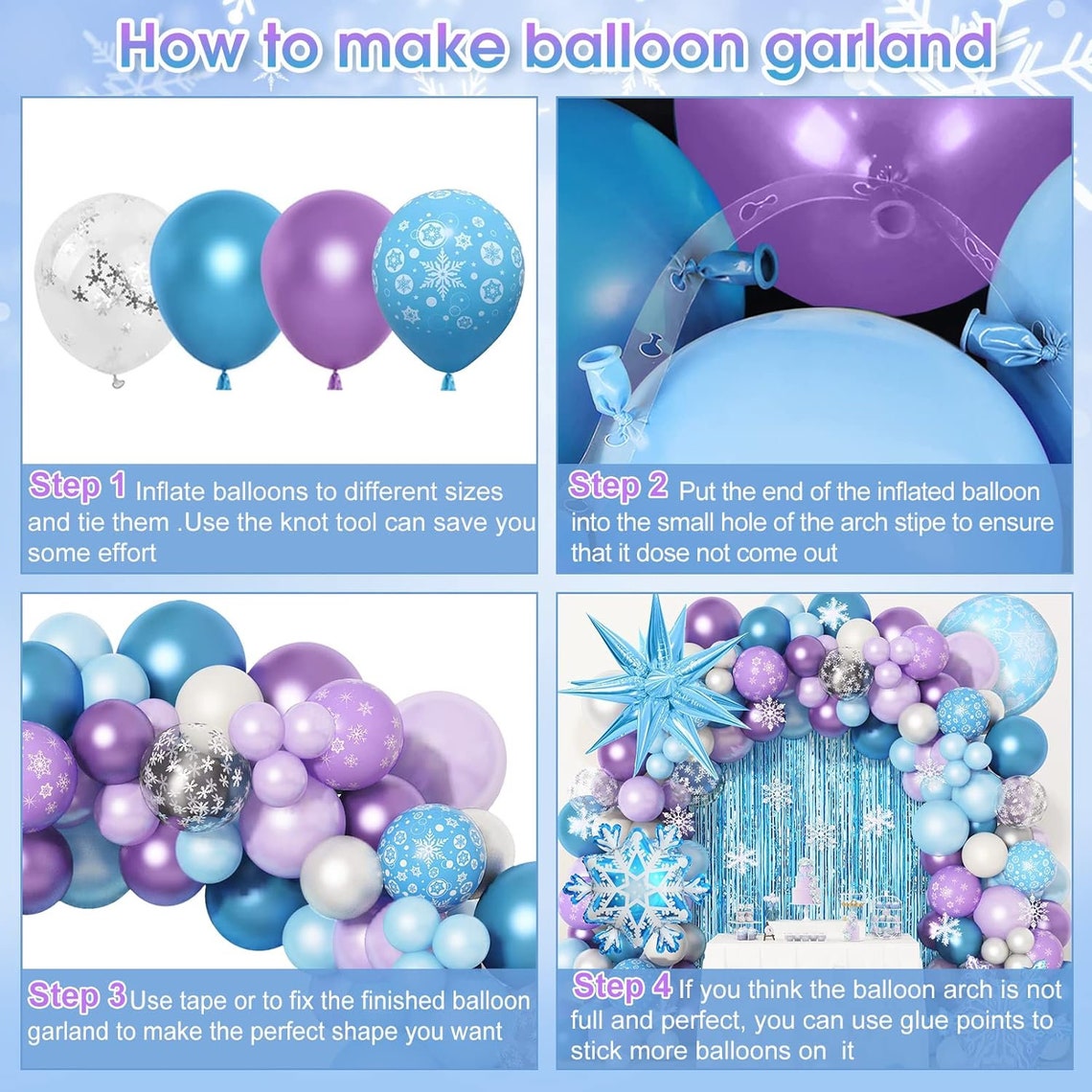 Snowflake Balloon Garland Arch Kit, Winter Onederland Blue Purple ...