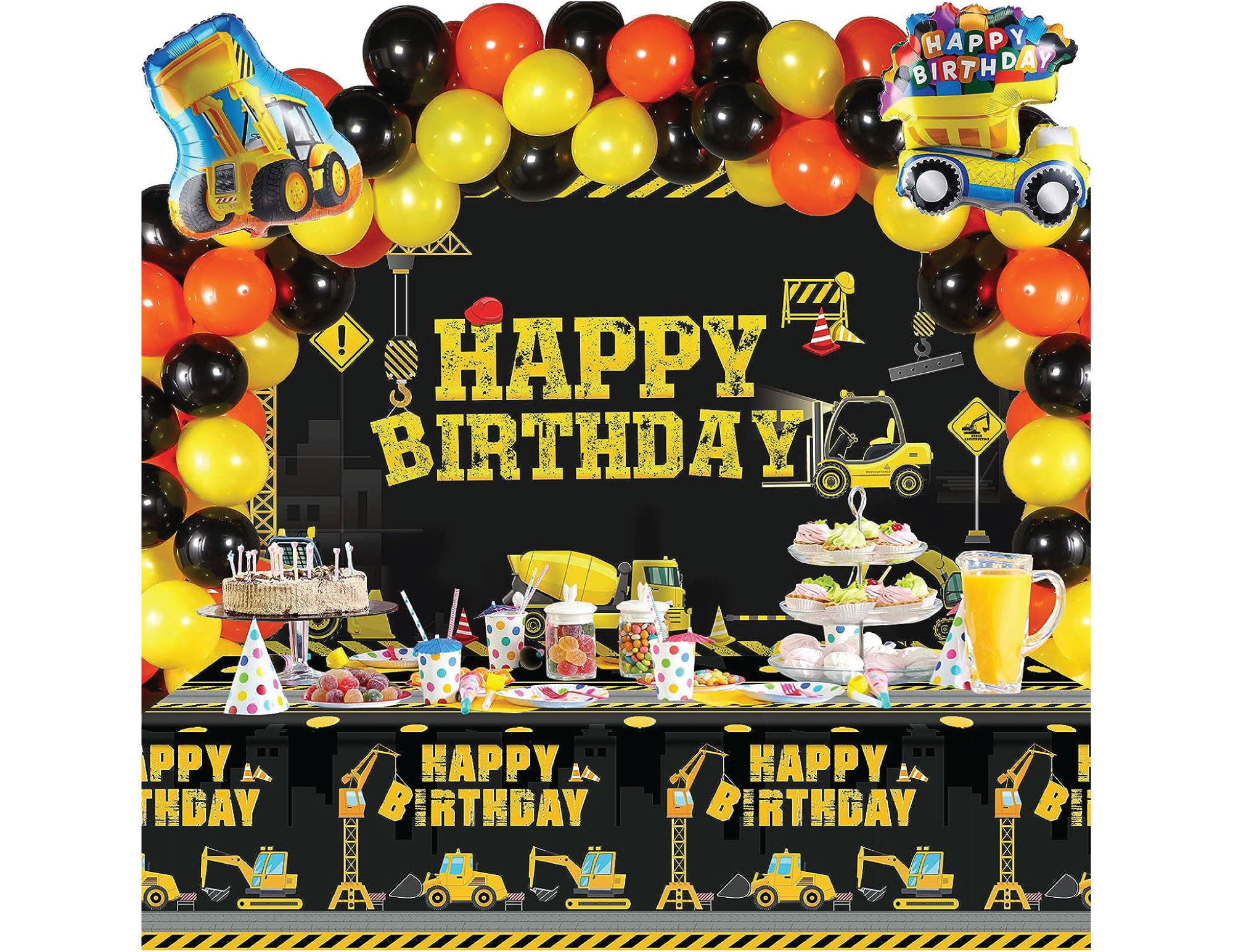 Construction Birthday Backdrop and Balloon Garland Arch Kit - Etsy