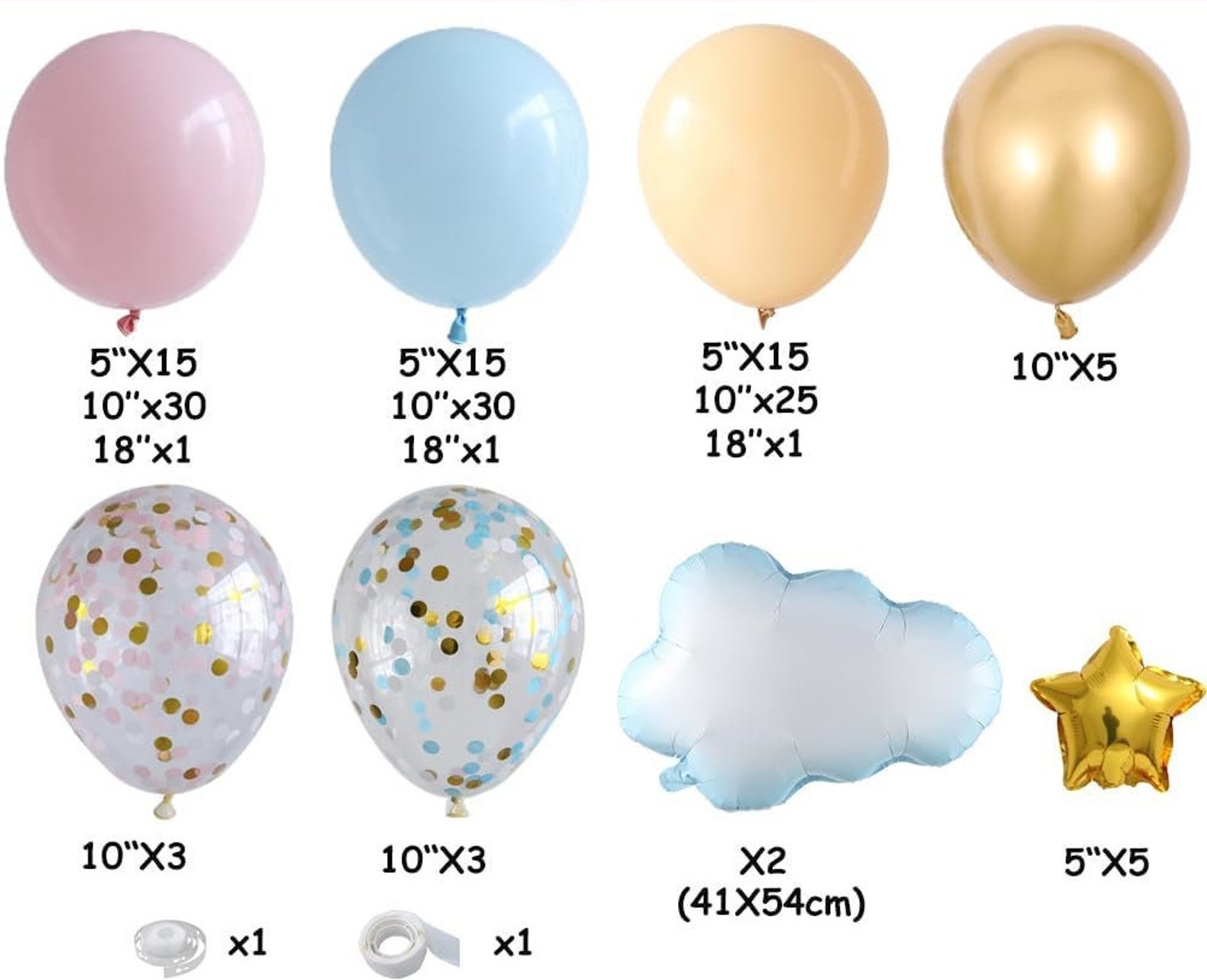 Cloud Gender Reveal Balloon Garland Arch Kit, Pastel Pink and Blue ...