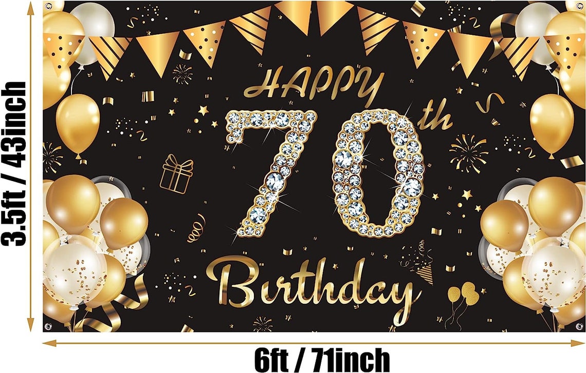 70th Birthday Banner Backdrop Decorations for Men Women Black - Etsy