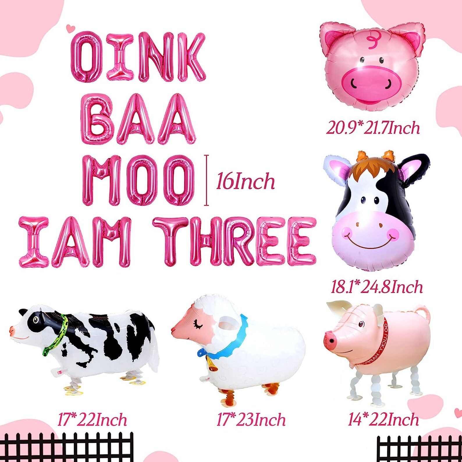 Pink Oink Baa Moo I Am Three Balloons Moo Moo I Am Three Balloon Farm ...