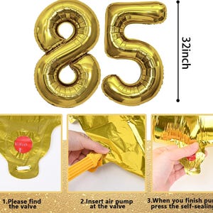 85th Birthday Balloon Garland Arch, Black and Gold 85th Birthday ...