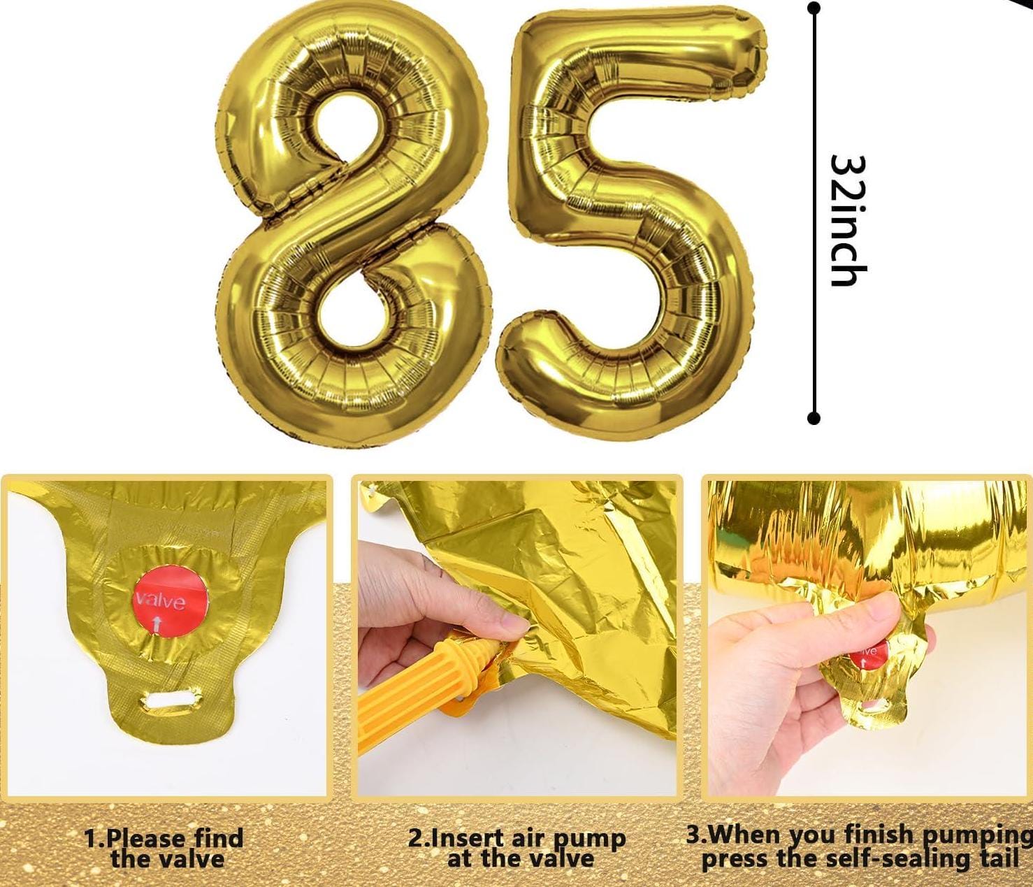 85th Birthday Balloon Garland Arch, Black and Gold 85th Birthday ...