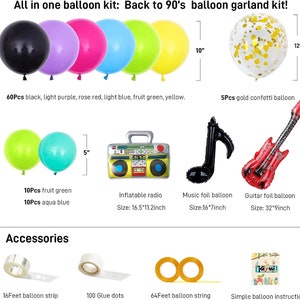 Back to the 90s Backdrop and Balloon Garland Kit, Retro Boom Box Radio ...