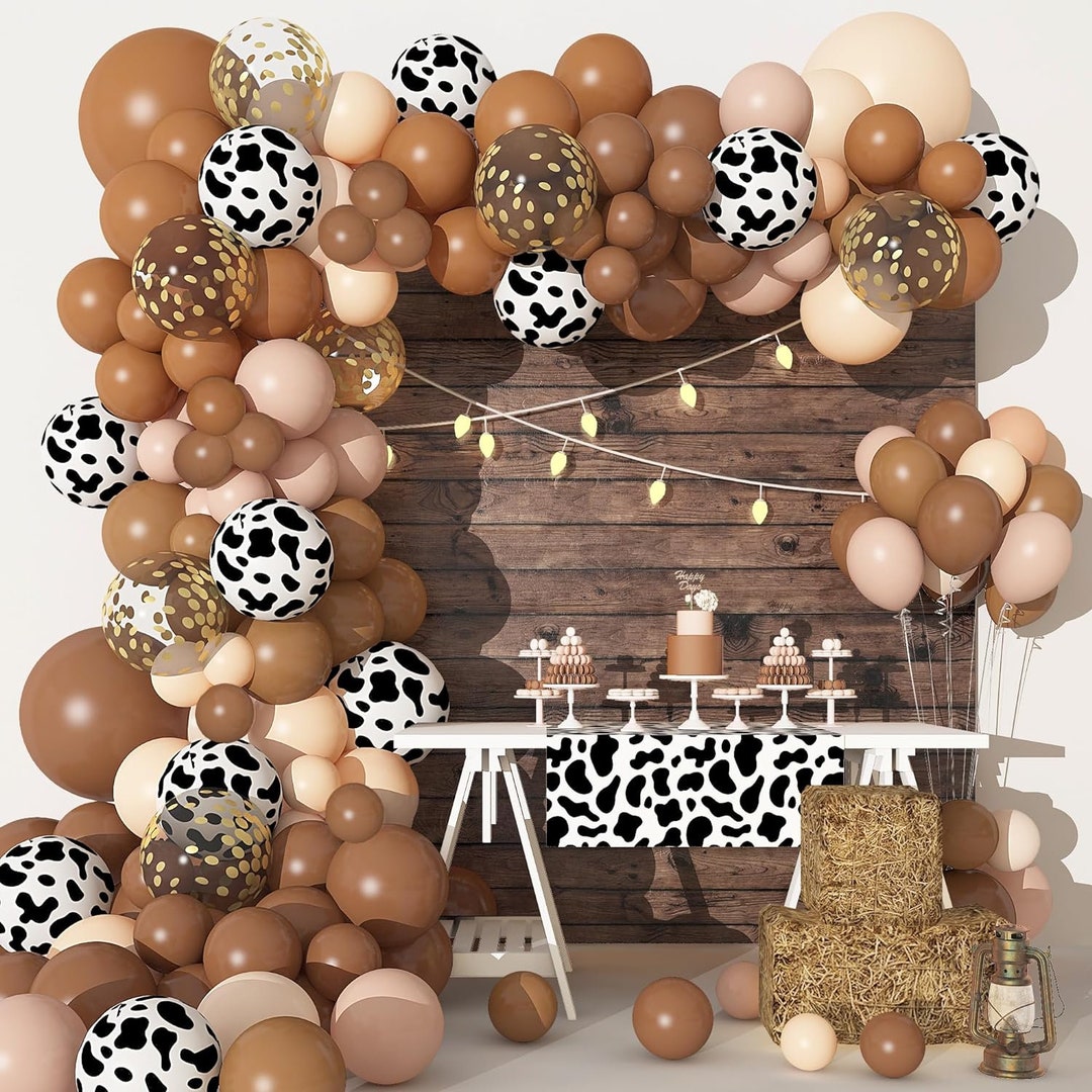 Brown Cow Balloons Garland Arch Kit, Coffee Brown Neutral Confetti Cow ...