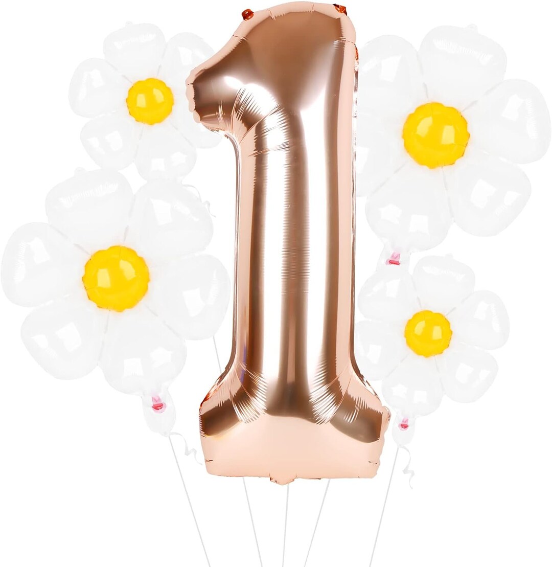 Daisy 1st Birthday Balloons, 40 Inch Rose Gold One Balloon for Groovy ...