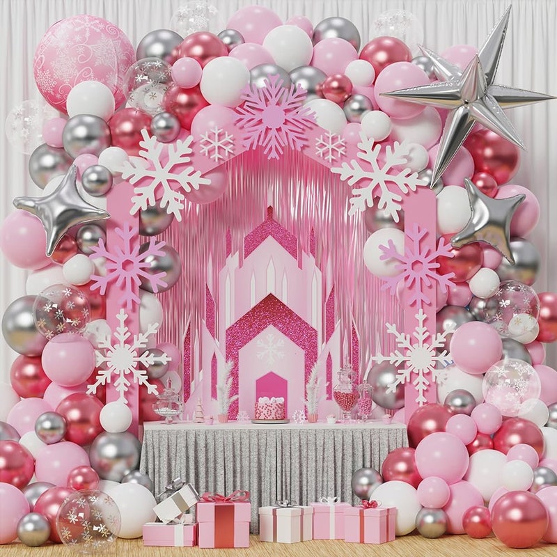 Pink Silver White Balloon Arch - Etsy