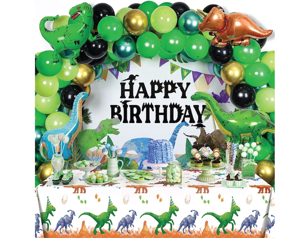 Dinosaur Birthday Backdrop and Balloon Garland Arch Kit, Dinosaur ...
