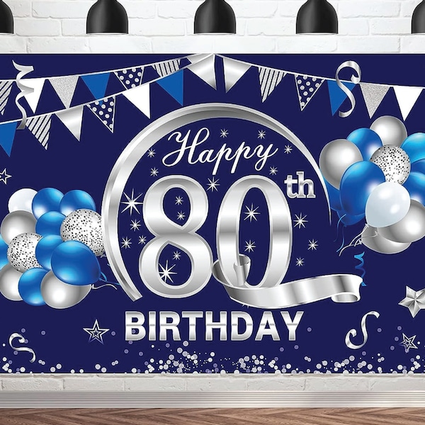 Blue and Silver 80th Birthday Decorations - Etsy