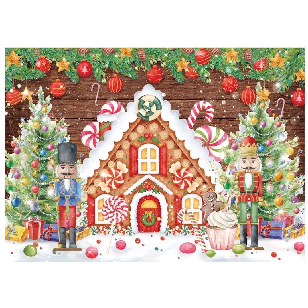 Christmas Photo Backdrop Gingerbread House Backdrop Glitter Christmas ...