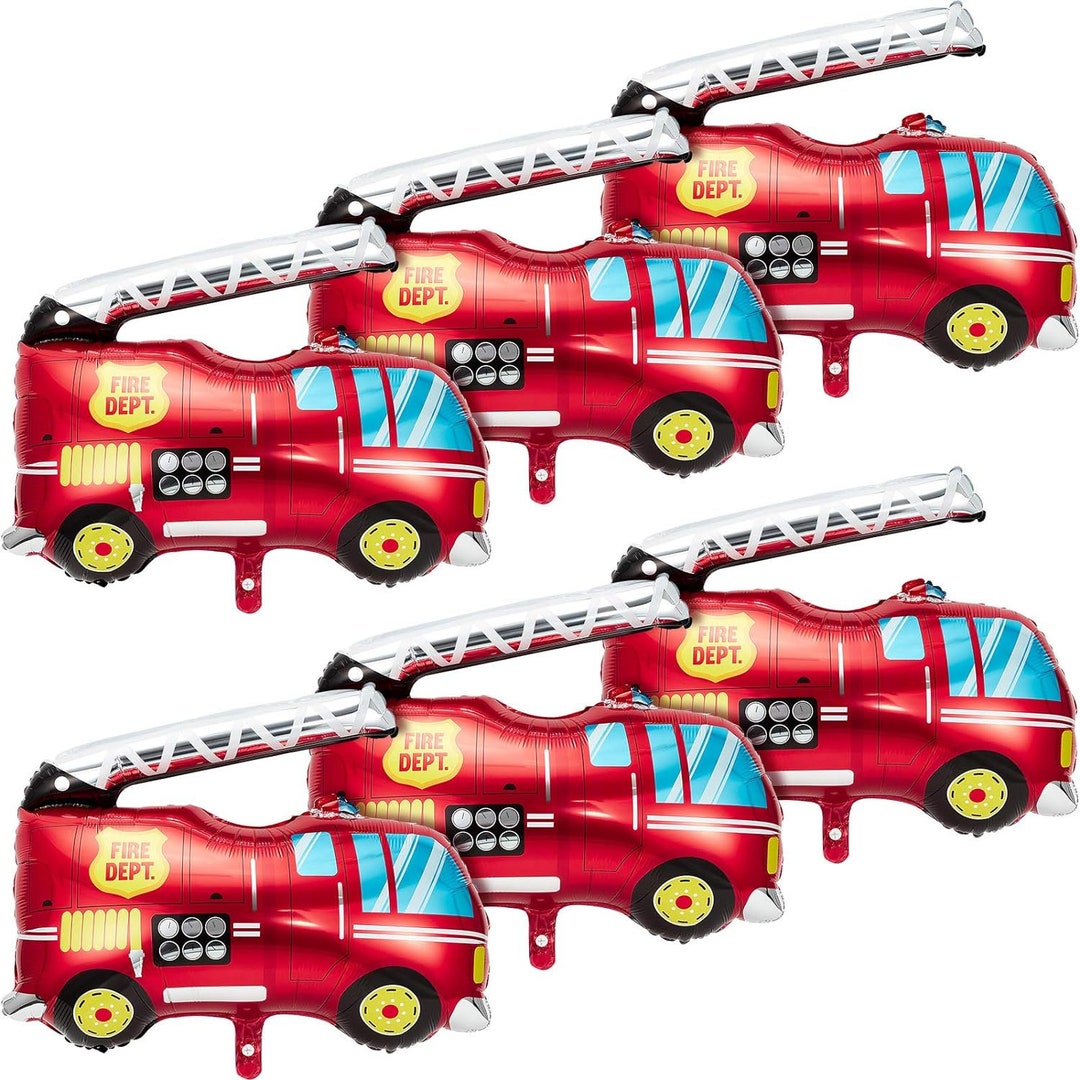 Fire Truck Balloons 8 Pcs, Red Jumbo Fire Truck Foil Balloon, Fire ...